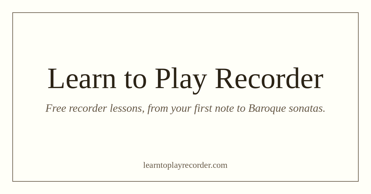 Learn to Play Recorder